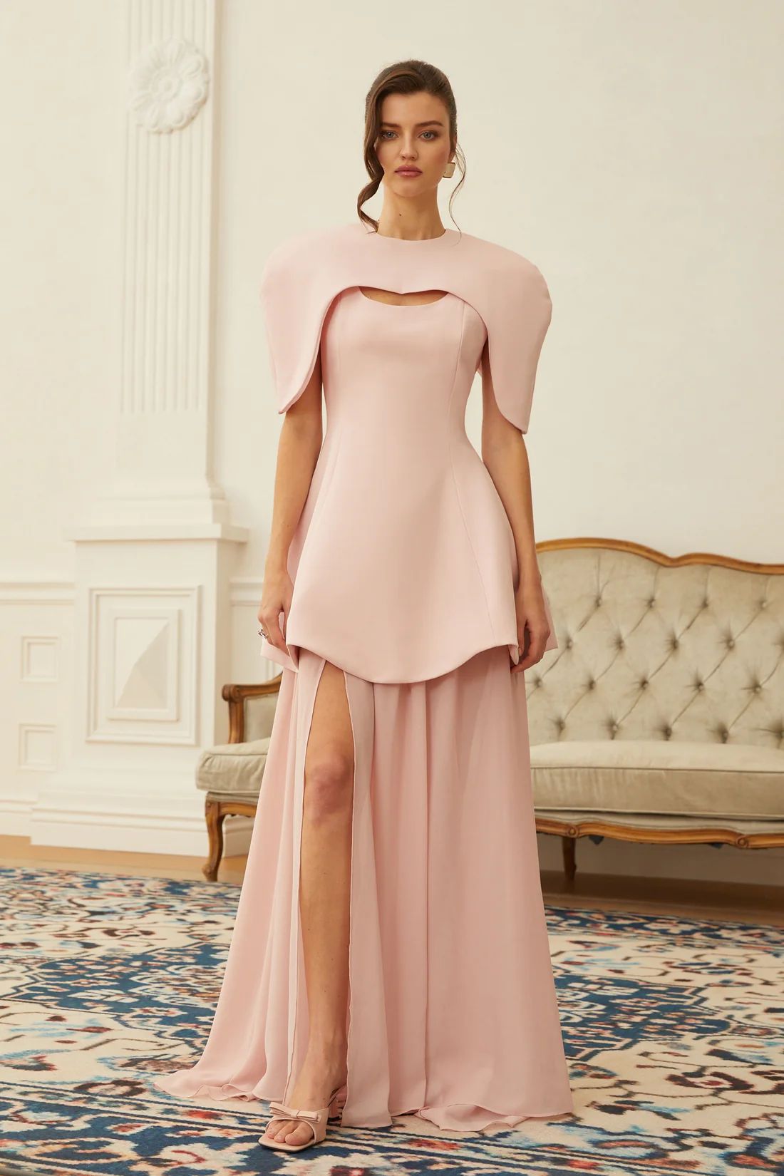 Rochie lunga cu detaliu peste umeri - Lena Fashion